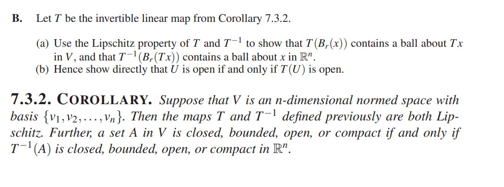Solved B. Let T be the invertible linear map from Corollary | Chegg.com