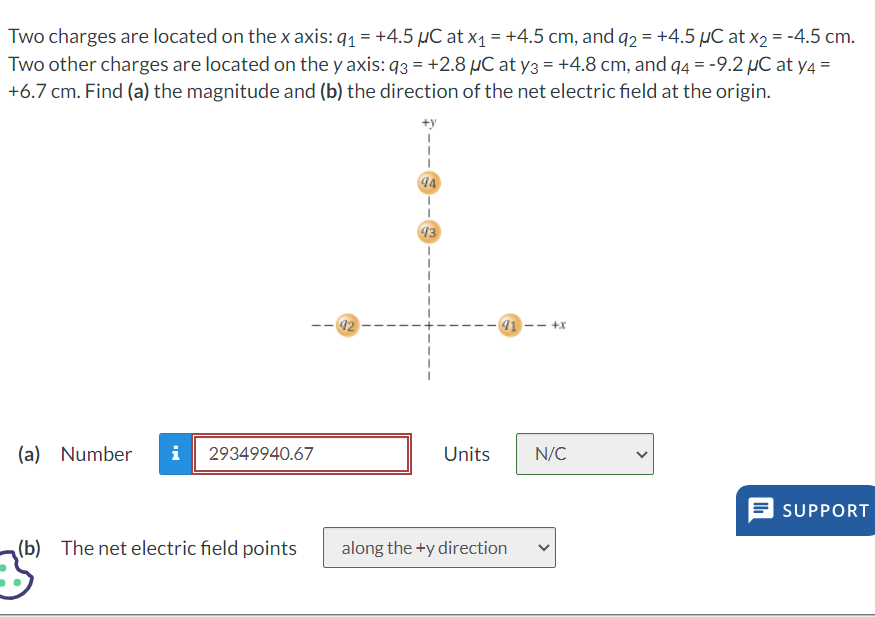 Solved Two charges are located on the x ﻿axis: q1=+4.5μC ﻿at | Chegg.com