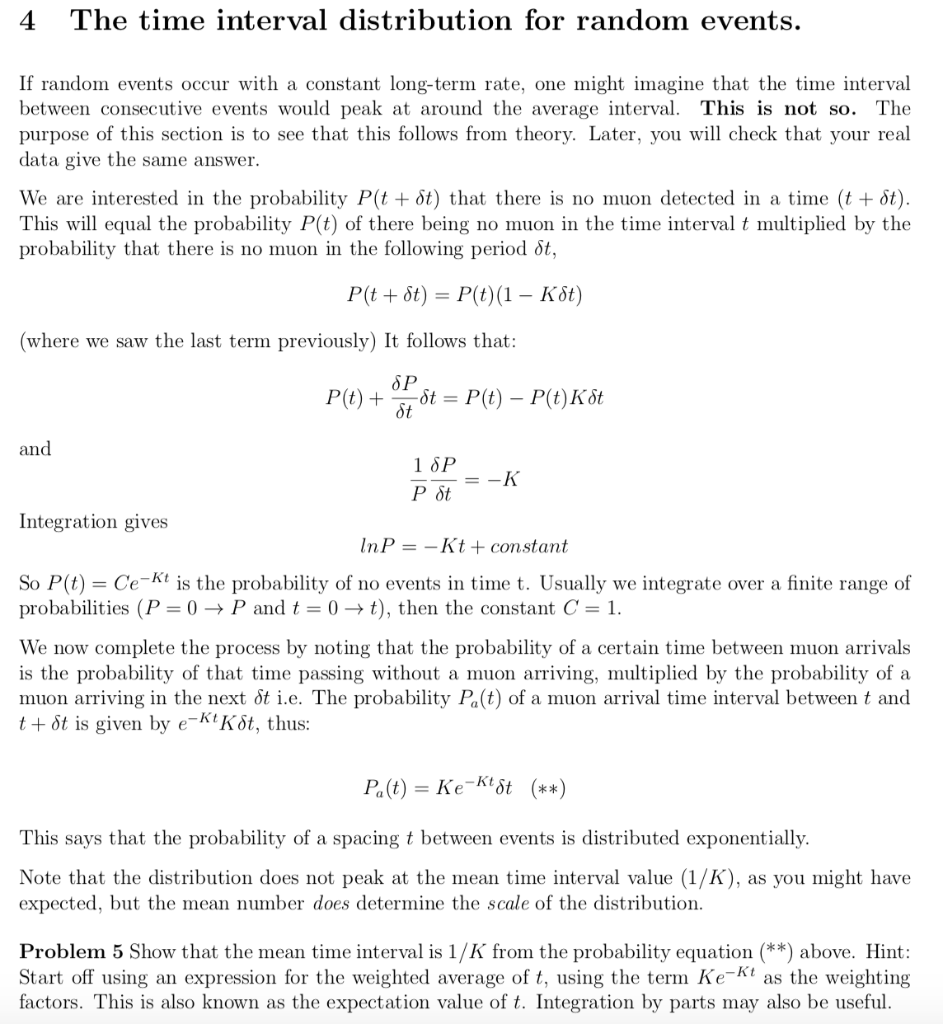 Solved 4. The time interval distribution for random events. | Chegg.com