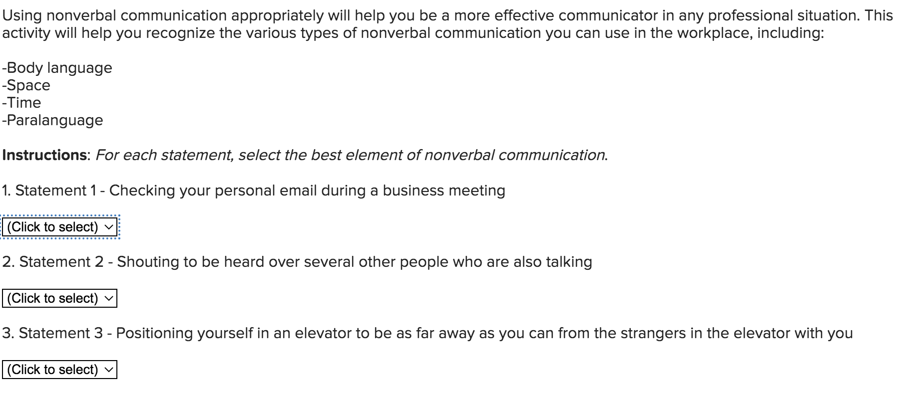 Solved Using nonverbal communication appropriately will help | Chegg.com