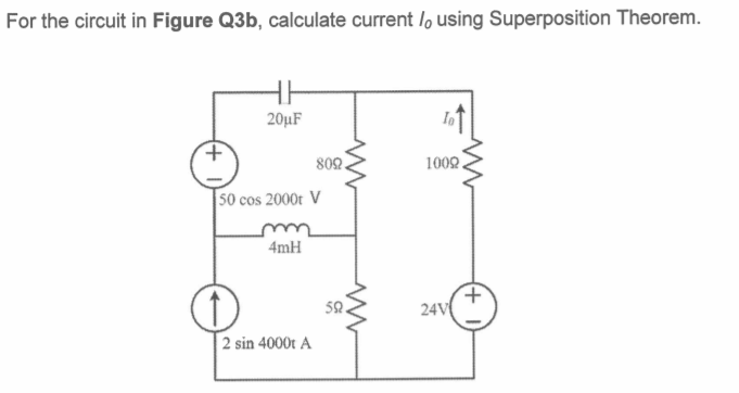Solved For the circuit in Figure Q3b, calculate current lo | Chegg.com