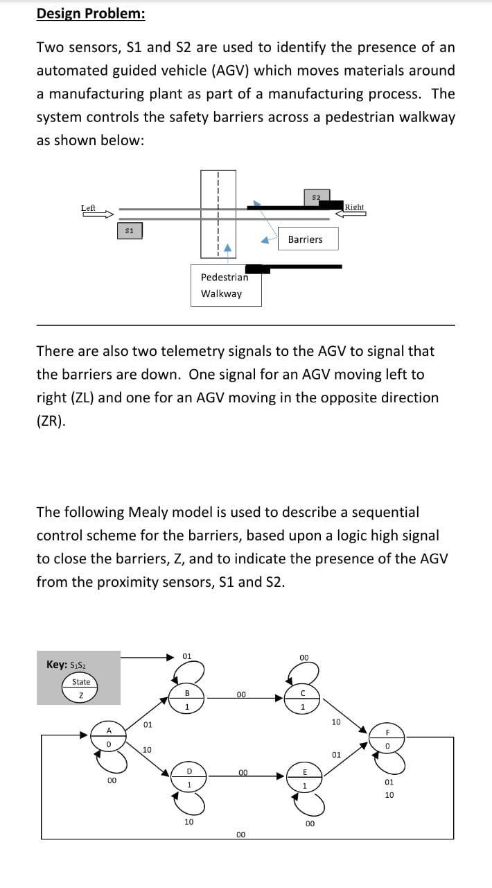 Design Problem: Two sensors, S1 and S2 are used to | Chegg.com