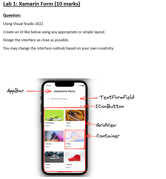 Solved Question: Using Visual Studio 2022 Create an UI like | Chegg.com