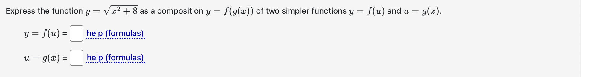 Solved Express the function y=x2+8 as a composition | Chegg.com