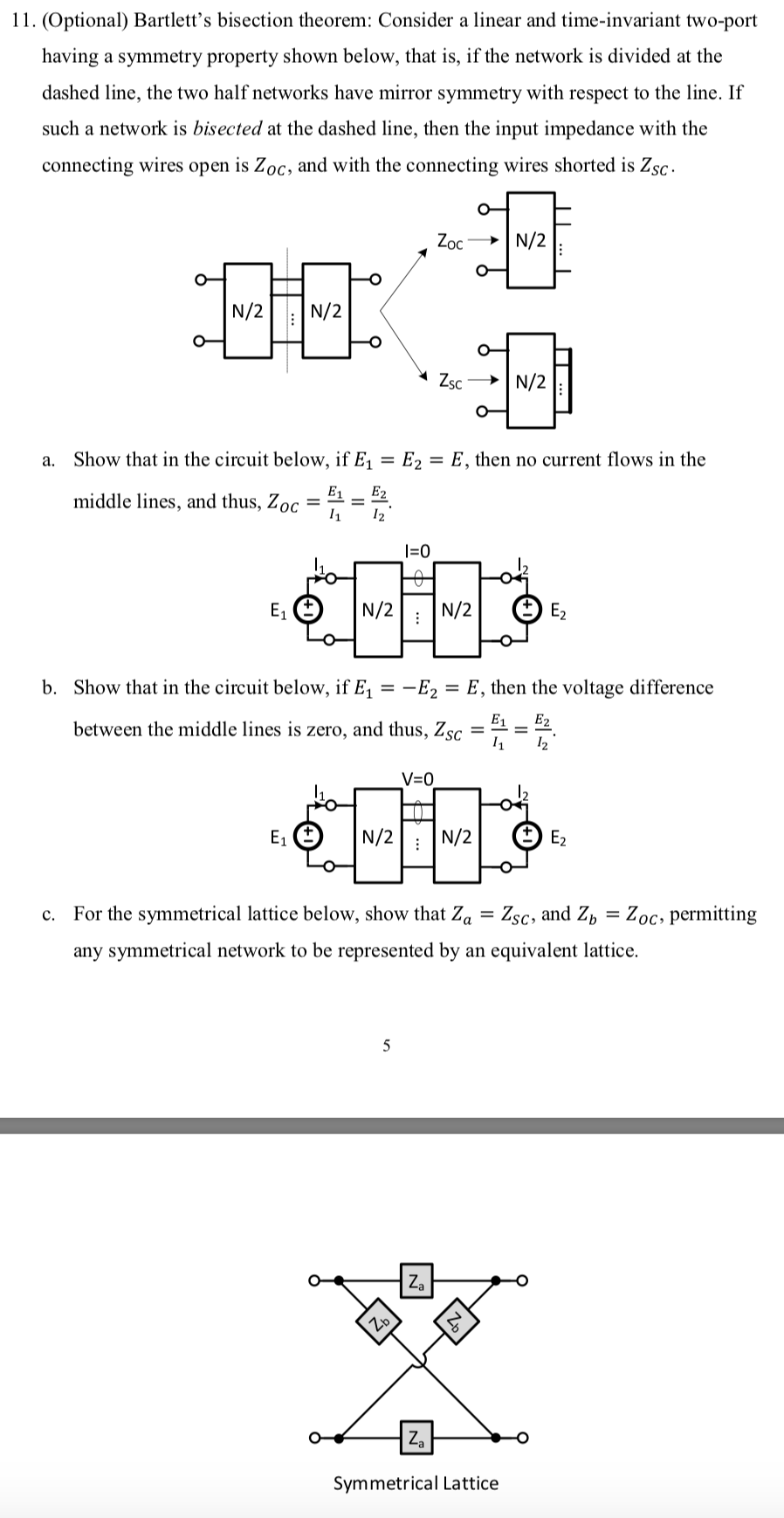 11. (Optional) Bartlett's bisection theorem: Consider | Chegg.com