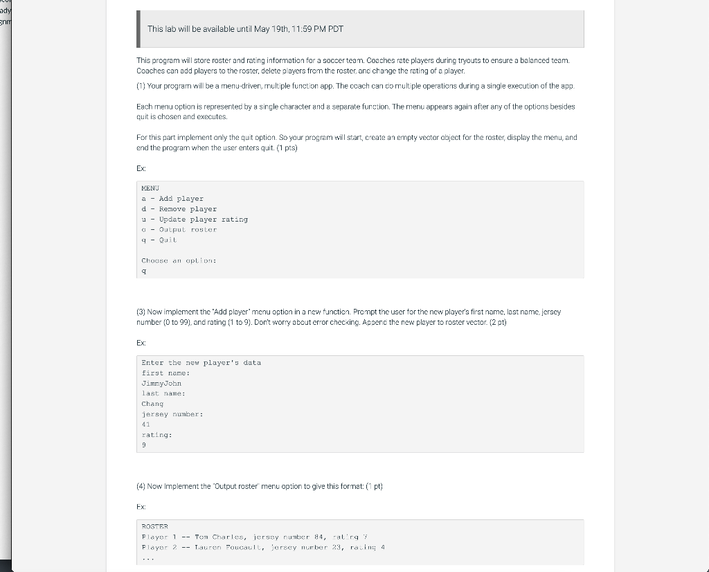 Solved ady ann This lab will be available until May 19th, | Chegg.com