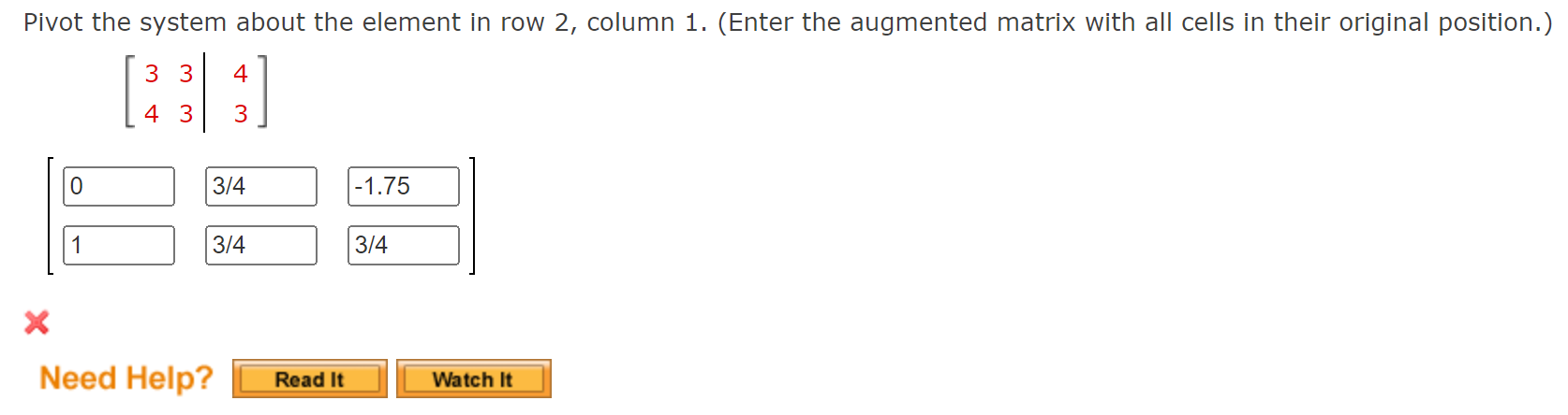 Solved Pivot the system about the element in row 2 , column | Chegg.com