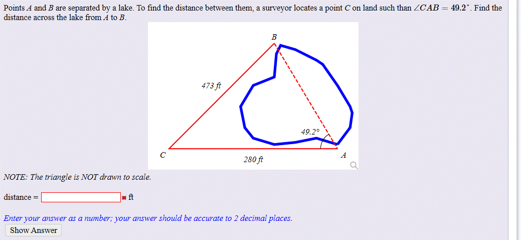 Solved Points A and B are separated by a lake. To find the | Chegg.com