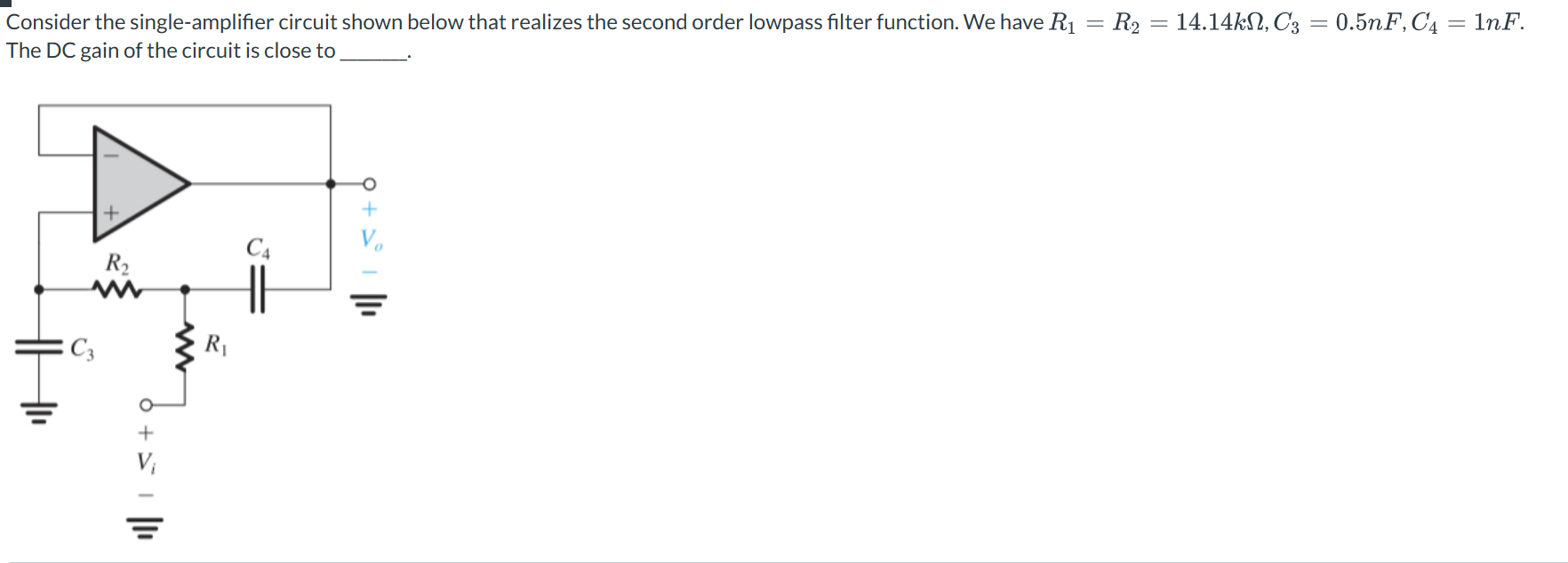 Solved Consider the single-amplifier circuit shown below | Chegg.com