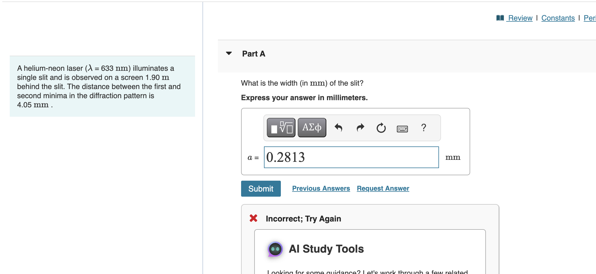 Solved A helium-neon laser | Chegg.com
