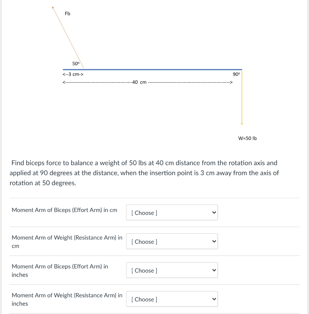 Solved 1) Moment Arm of Biceps (Effort Arm) in cm | Chegg.com
