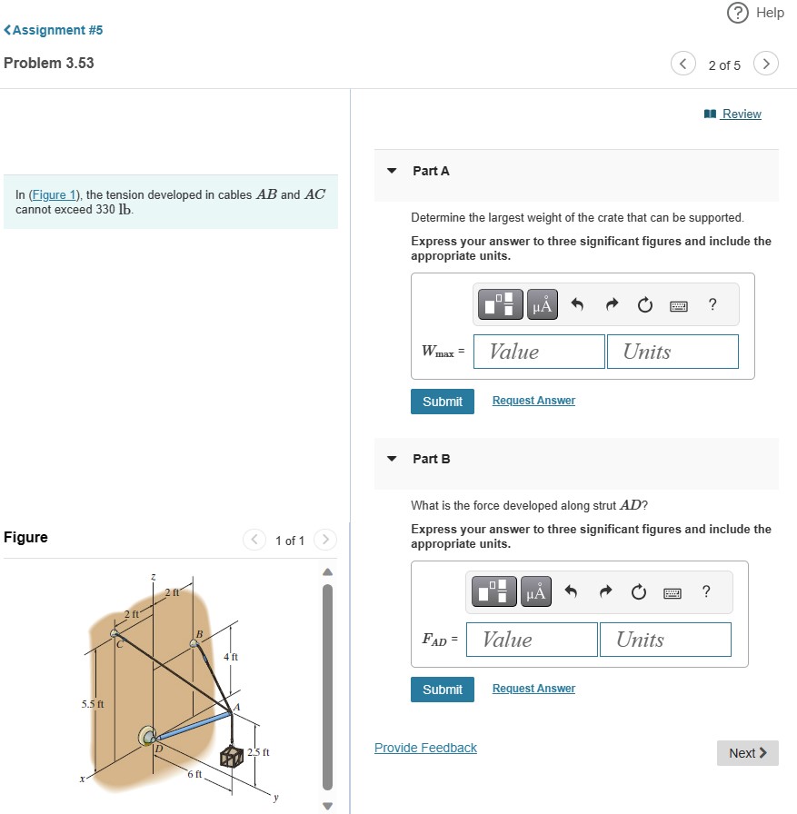 Solved In the tension developed in cables AB and AC cannot | Chegg.com
