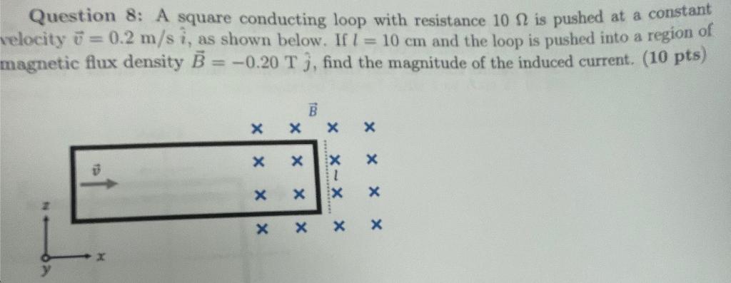 Solved Question 8: A square conducting loop with resistance | Chegg.com