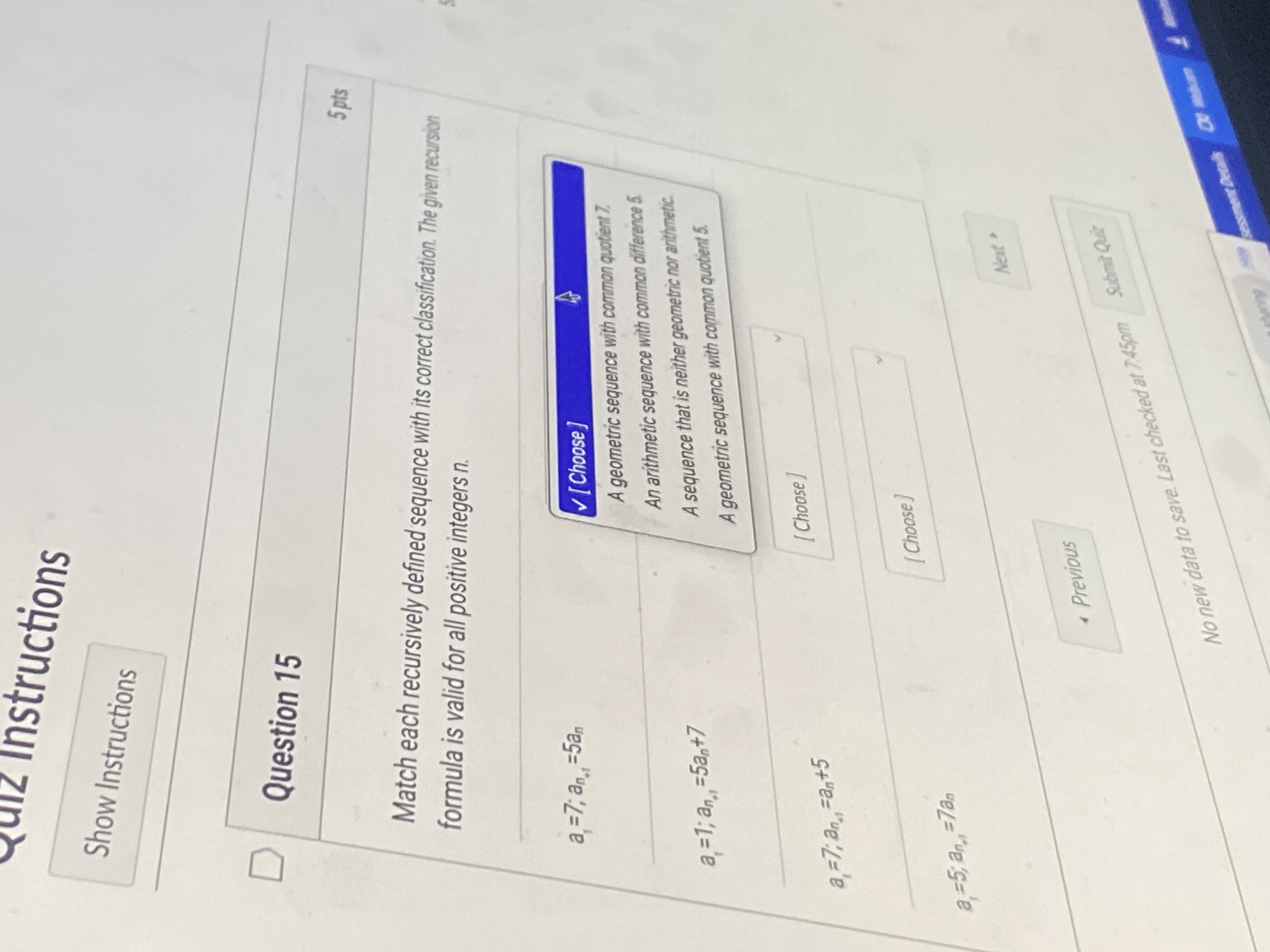 Solved Question 15Match each recursively defined sequence | Chegg.com