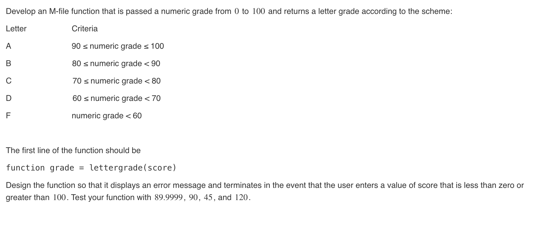 Solved Develop an M-file function that is passed a numeric | Chegg.com