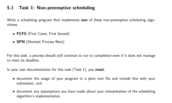 Solved 5.1 Task 1: Non-preemptive scheduling Write a | Chegg.com