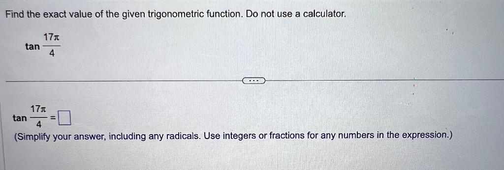Solved Find the exact value of the given trigonometric | Chegg.com