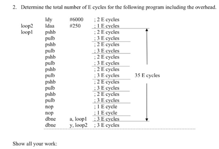 Solved 2. Determine the total number of E cycles for the | Chegg.com