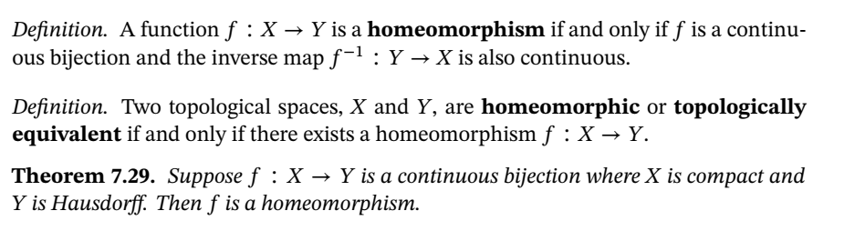 Solved Definition. A function f : X → Y is a homeomorphism | Chegg.com