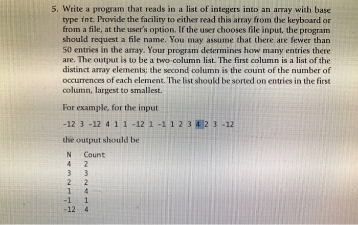 Solved 5 Write A Program That Reads In A List Of Integer