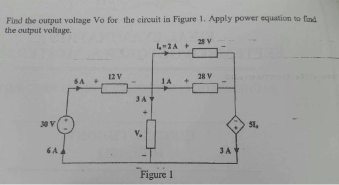 Solved Find The Output Voltage Vo For The Circuit In Figure 