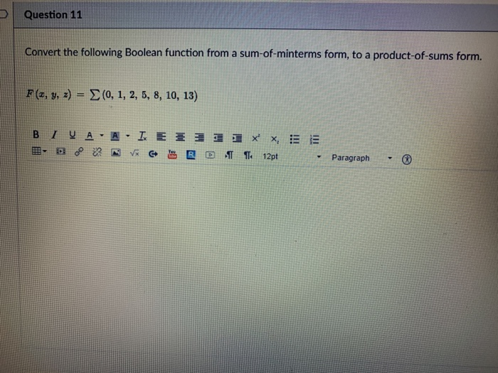 Solved Dquestion 11 Convert The Following Boolean Function 1928