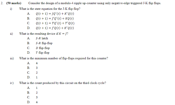 Solved 2. (50 marks) Consider the design of a modulo-4 | Chegg.com