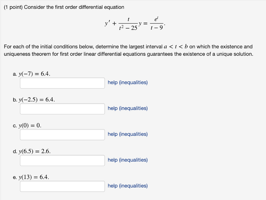 Solved 1 Point Consider The First Order Differential