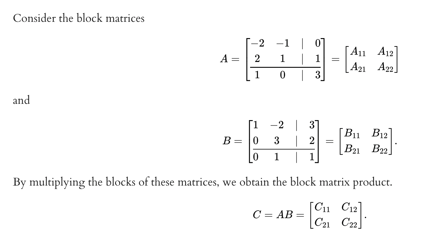 Solved Consider the block matrices - -2 -107 1 [ A = 2 A1 | Chegg.com
