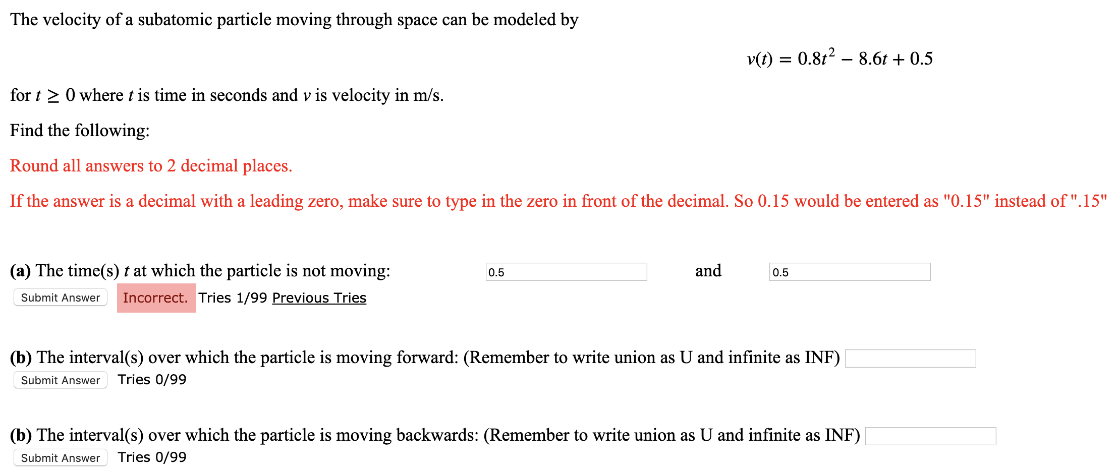Solved The velocity of a subatomic particle moving through | Chegg.com