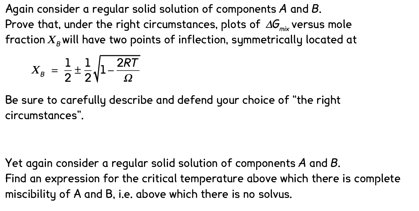 Solved Again consider a regular solid solution of components | Chegg.com