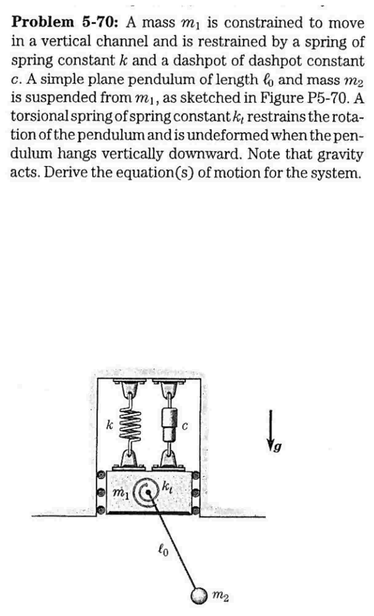 Solved Problem 5-70: A mass \( ﻿m_{1} \) ﻿is constrained to | Chegg.com