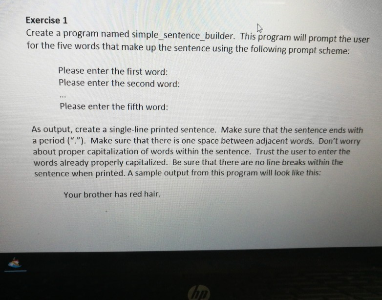 Solved Exercise 1 Create a program named simple | Chegg.com