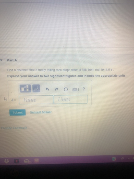 Solved Part A Find a distance that a freely falling rock | Chegg.com
