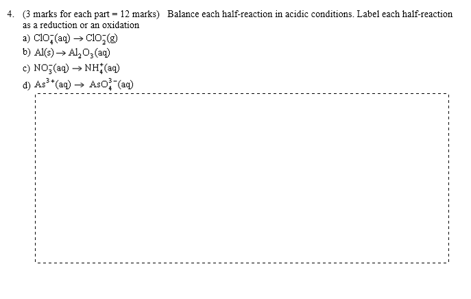 Solved ( 3 marks for each part =12 marks) Balance each | Chegg.com