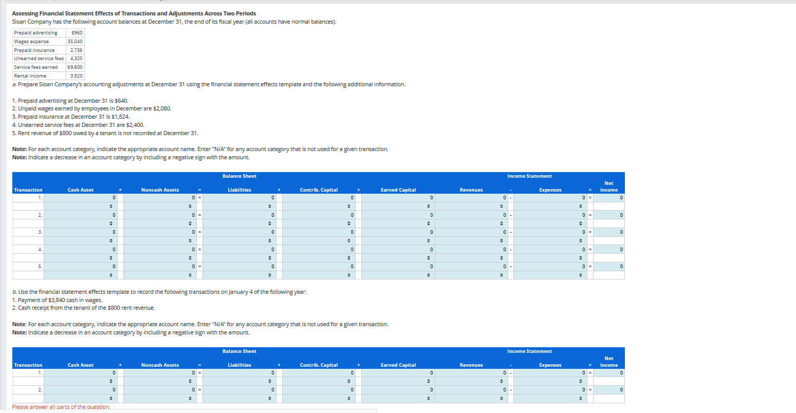 Solved Assessing Financial Statement Effects of Transactions | Chegg.com