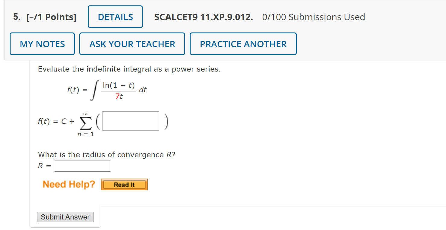 Solved /1 Points] SCALCET9 11.XP.9.012. 0/100 Submissions | Chegg.com