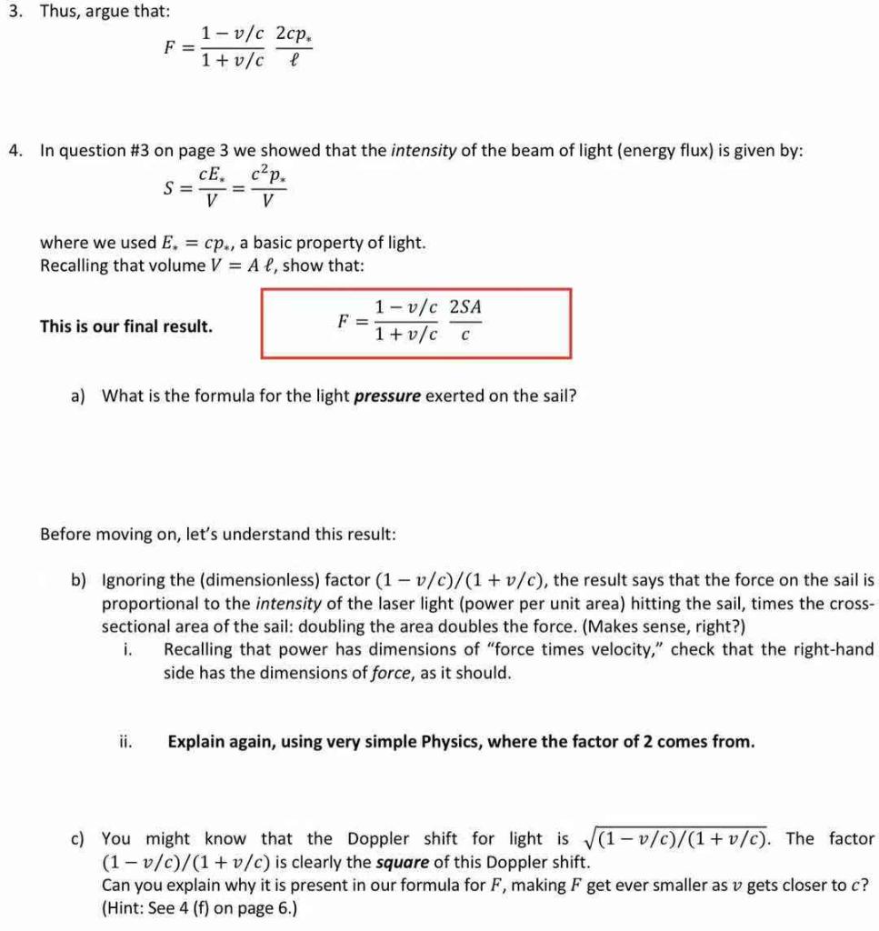 Solved Light can Exert Force/Pressure We will now figure out | Chegg.com