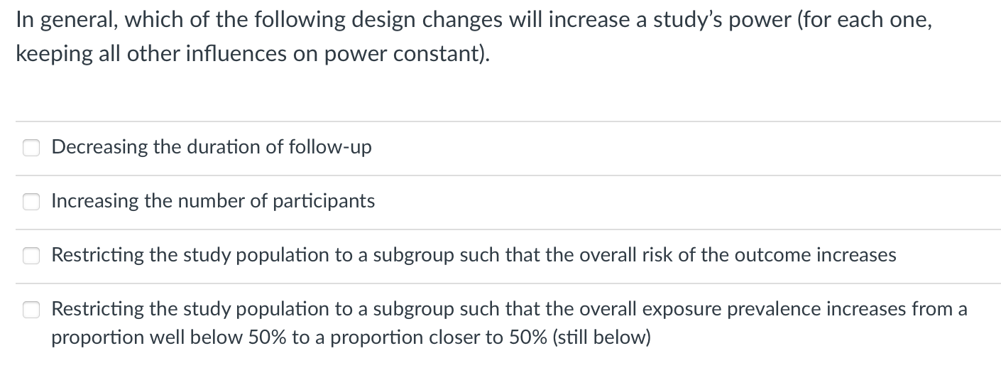 Solved In general, which of the following design changes | Chegg.com