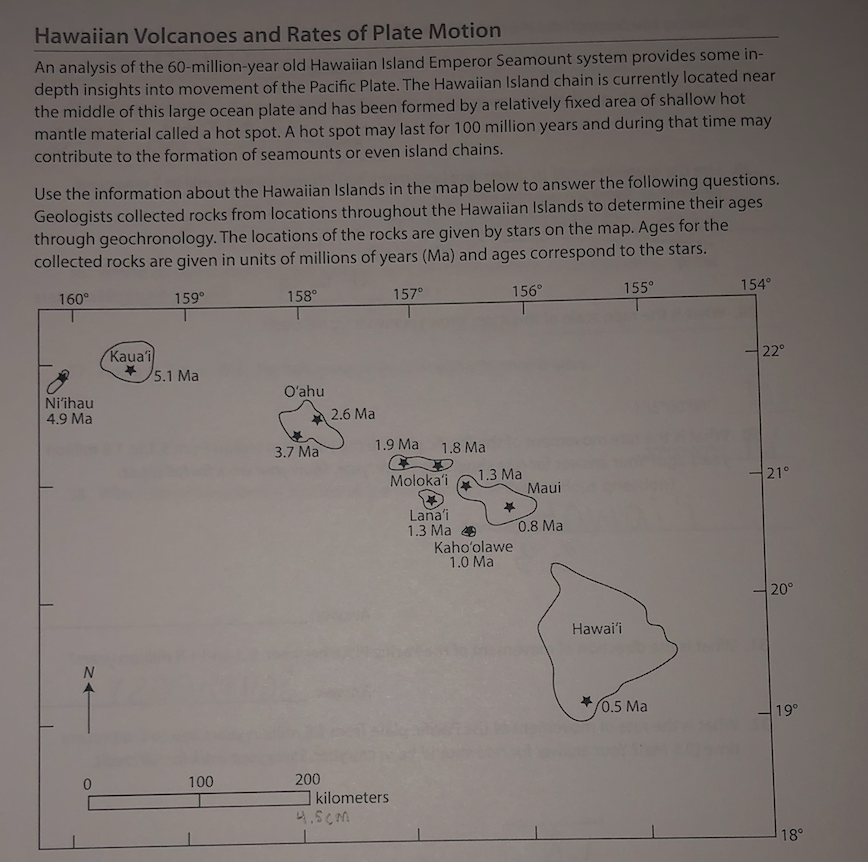 Solved Hawaiian Volcanoes and Rates of Plate Motion An | Chegg.com