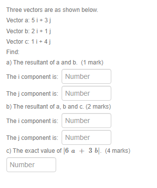 Solved Three vectors are as shown below. Vector a: 51 +3] | Chegg.com
