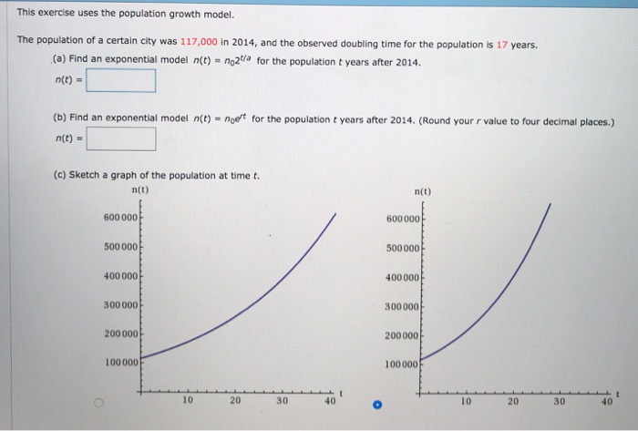 Solved This exercise uses the population growth model The | Chegg.com