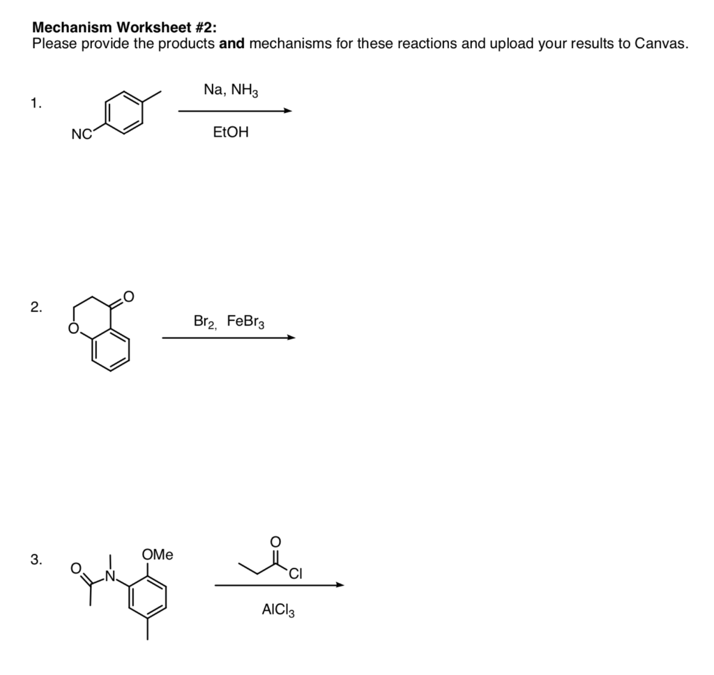 Solved Mechanism Worksheet #2: Please provide the products | Chegg.com