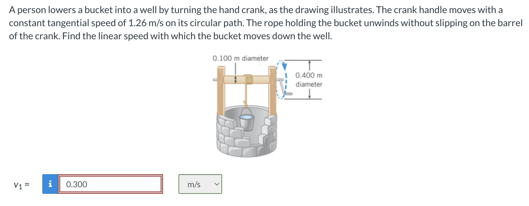 Solved A person lowers a bucket into a well by turning the | Chegg.com