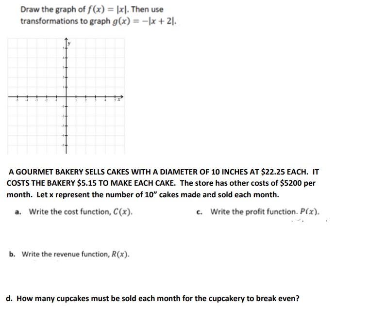 Solved Draw the graph of f(x)=∣x∣. Then use transformations | Chegg.com