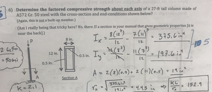 Solved 6) Determine the factored compressive strength about | Chegg.com