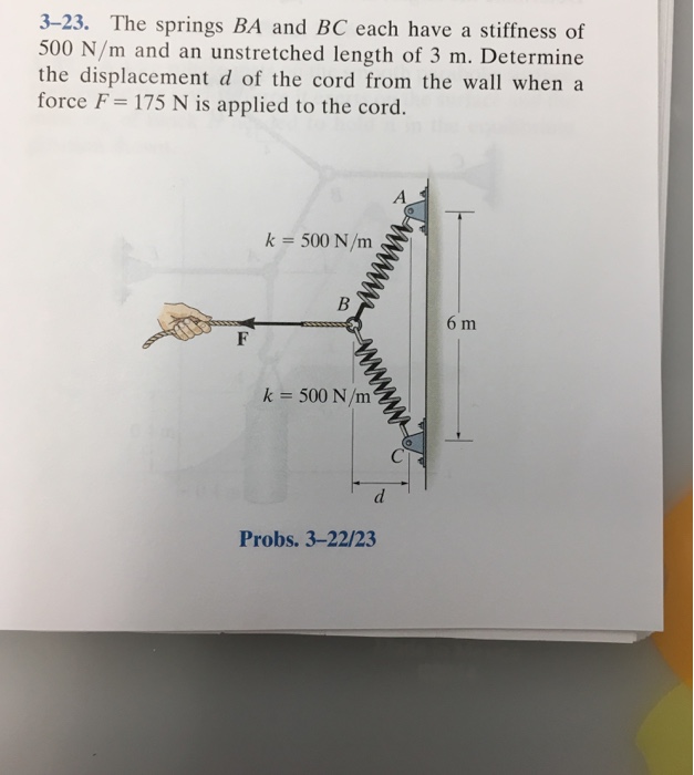 Solved 3-23. The springs BA and BC each have a stiffness of | Chegg.com