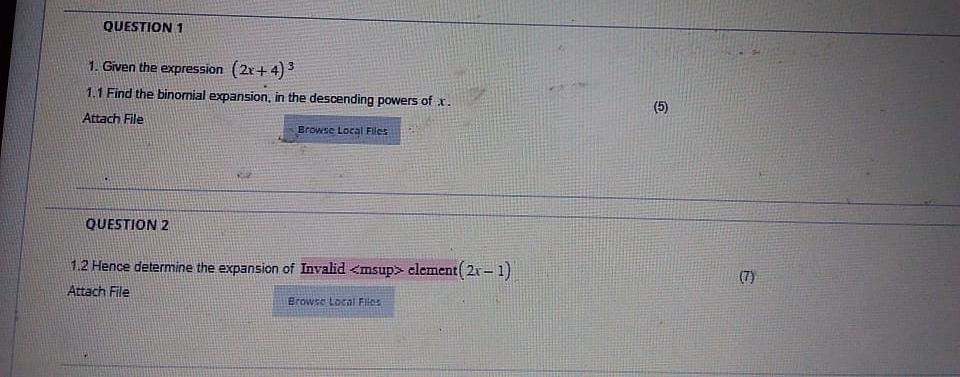 Solved 1. Given the expression (2x+4)3 1.1 Find the binomial | Chegg.com