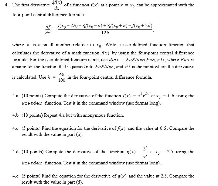 Solved 4. The first derivative of a function f(x) at a point | Chegg.com