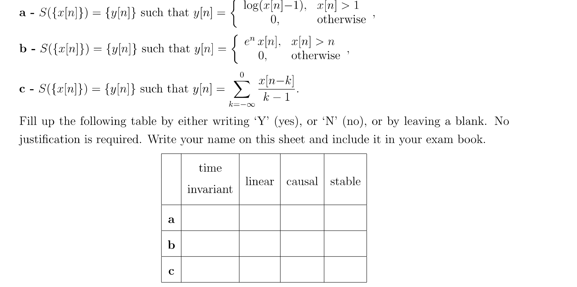 Solved a−S({x[n]})={y[n]} such that | Chegg.com